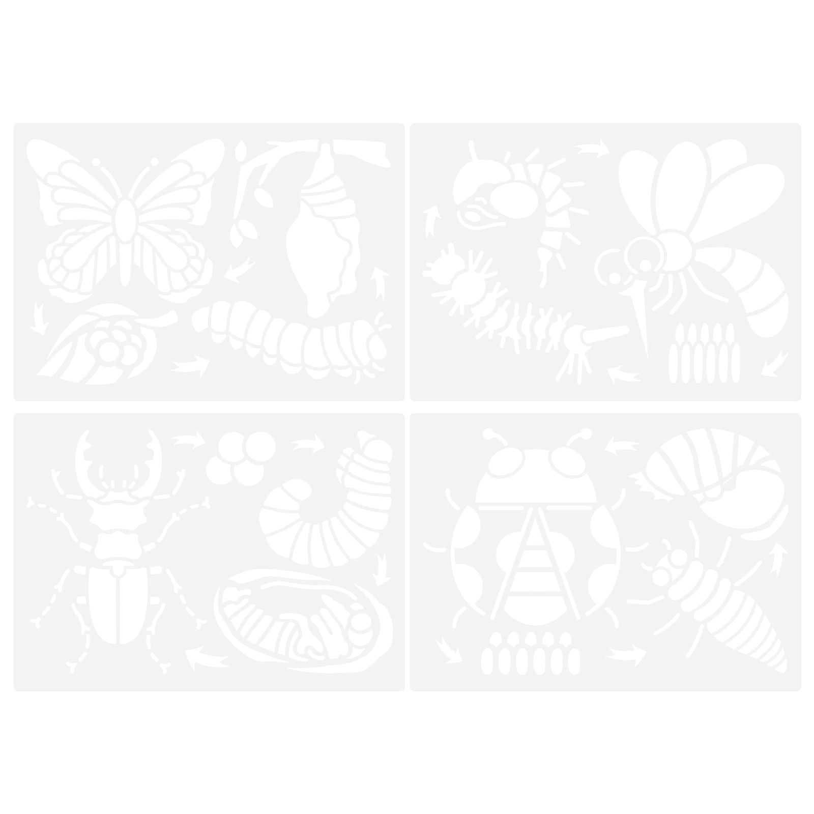 FELTECHELECTR 4 Sheets Per Set Kids Drawing Stencil Beige Rectangular ...
