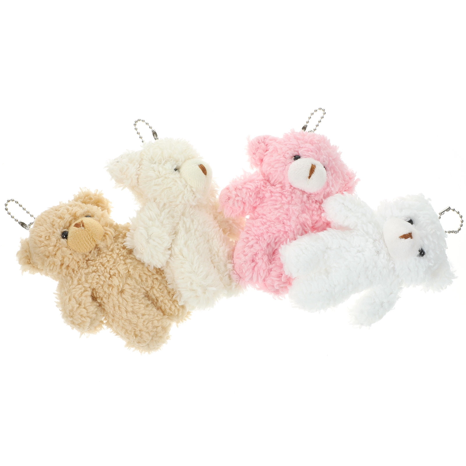 FELTECHELECTR 4Pcs Little Bear Pendant Keychain Beige Plush for ...