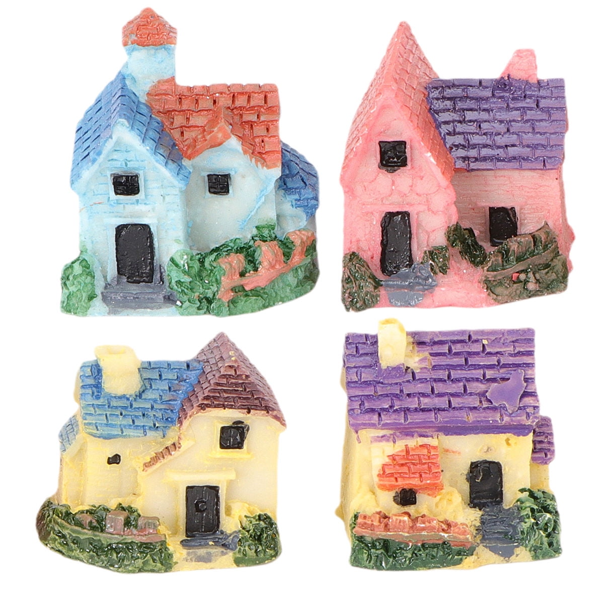 FELTECHELECTR 4Pcs Resin Microlandscape House Decors European Country ...