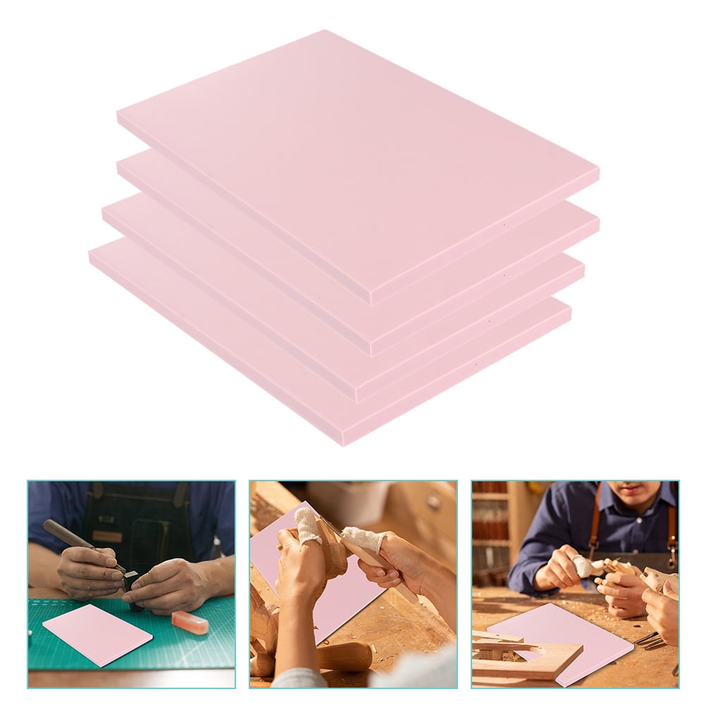 FELTECHELECTR 4Pcs Rubber Carving Blocks Pink Rectangular for Beginners ...