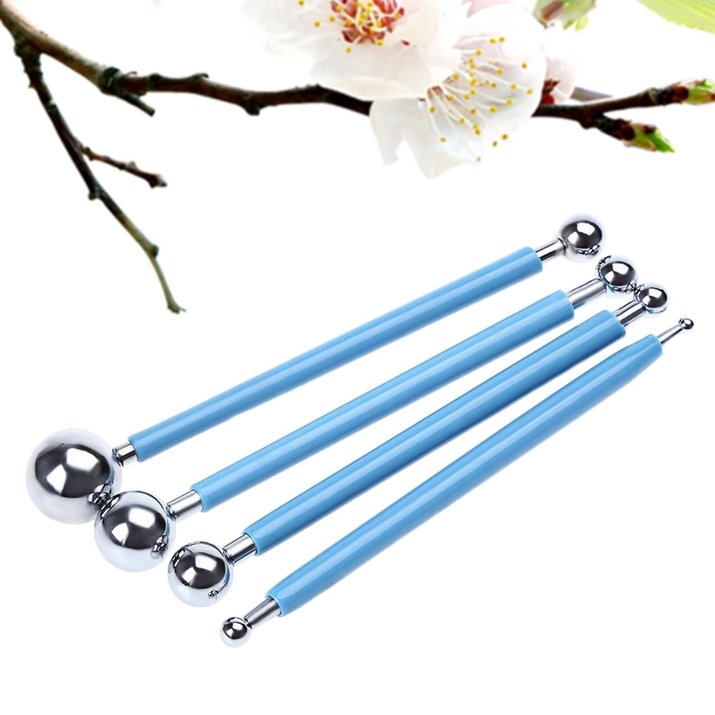 FELTECHELECTR 4Pcs Stainless Steel Ball Fondant Dotting Tool Cake Decoration And Craft Projects ...