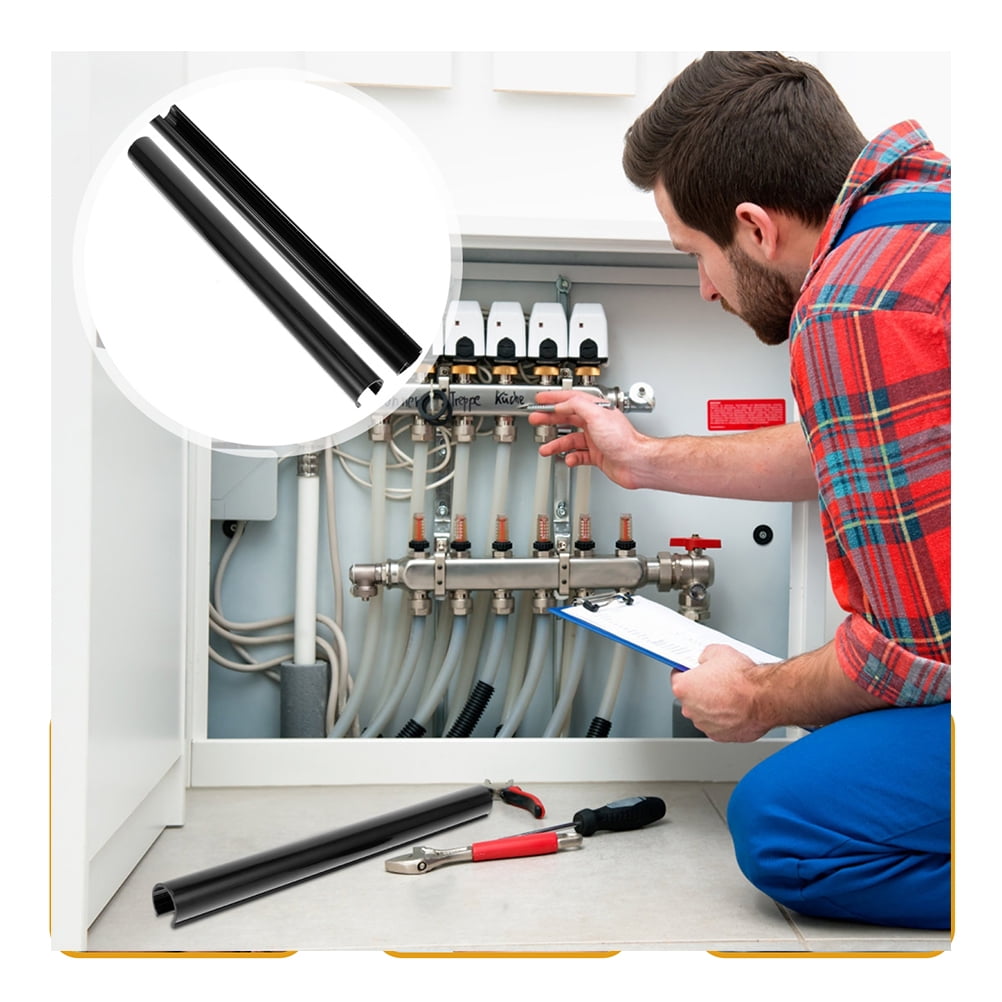 FELTECHELECTR 4Set Black Cylindrical Pvc Radiator Pipe Sleeve For ...