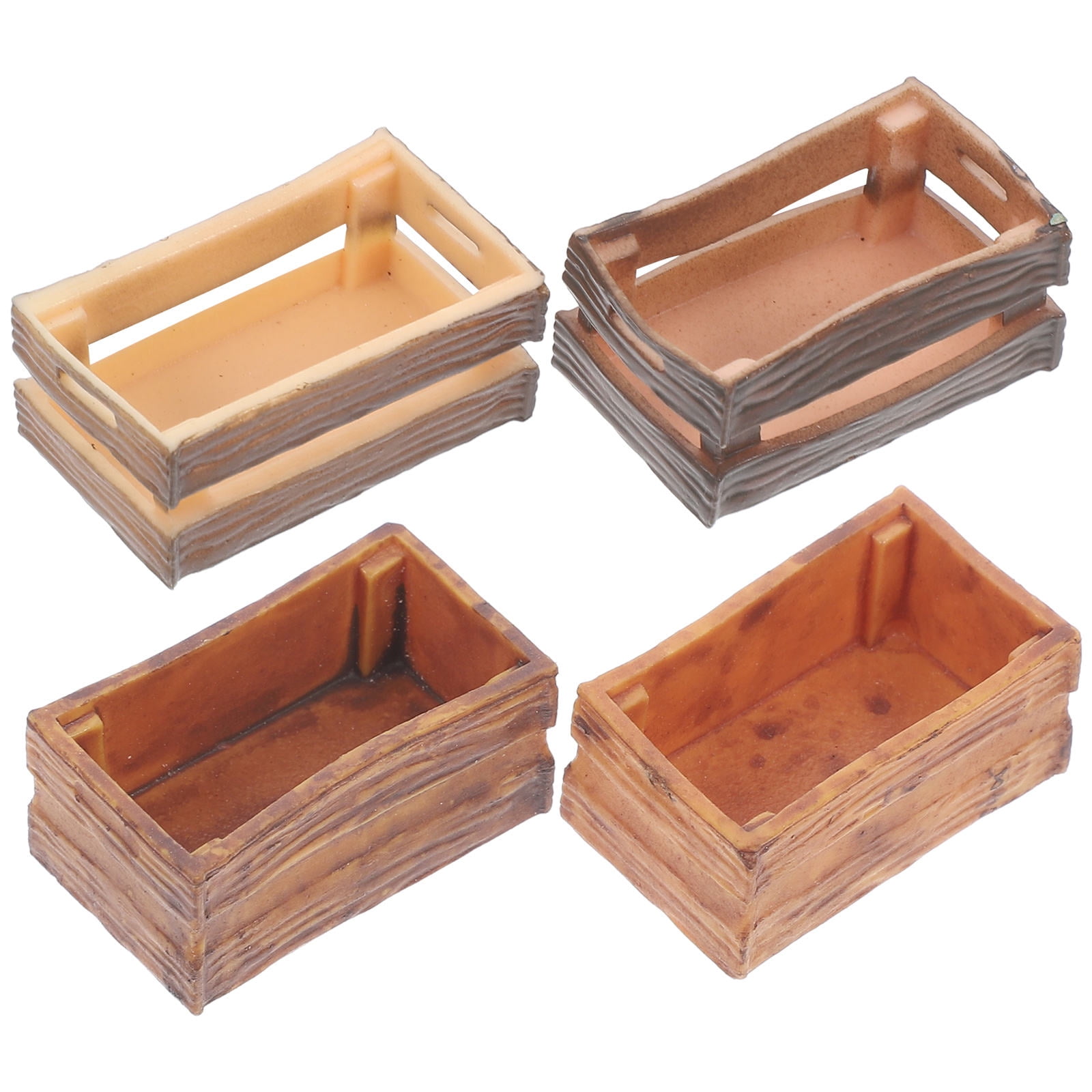 FELTECHELECTR 4pcs Dollhouse Crates Small House Storage Boxes Miniature ...