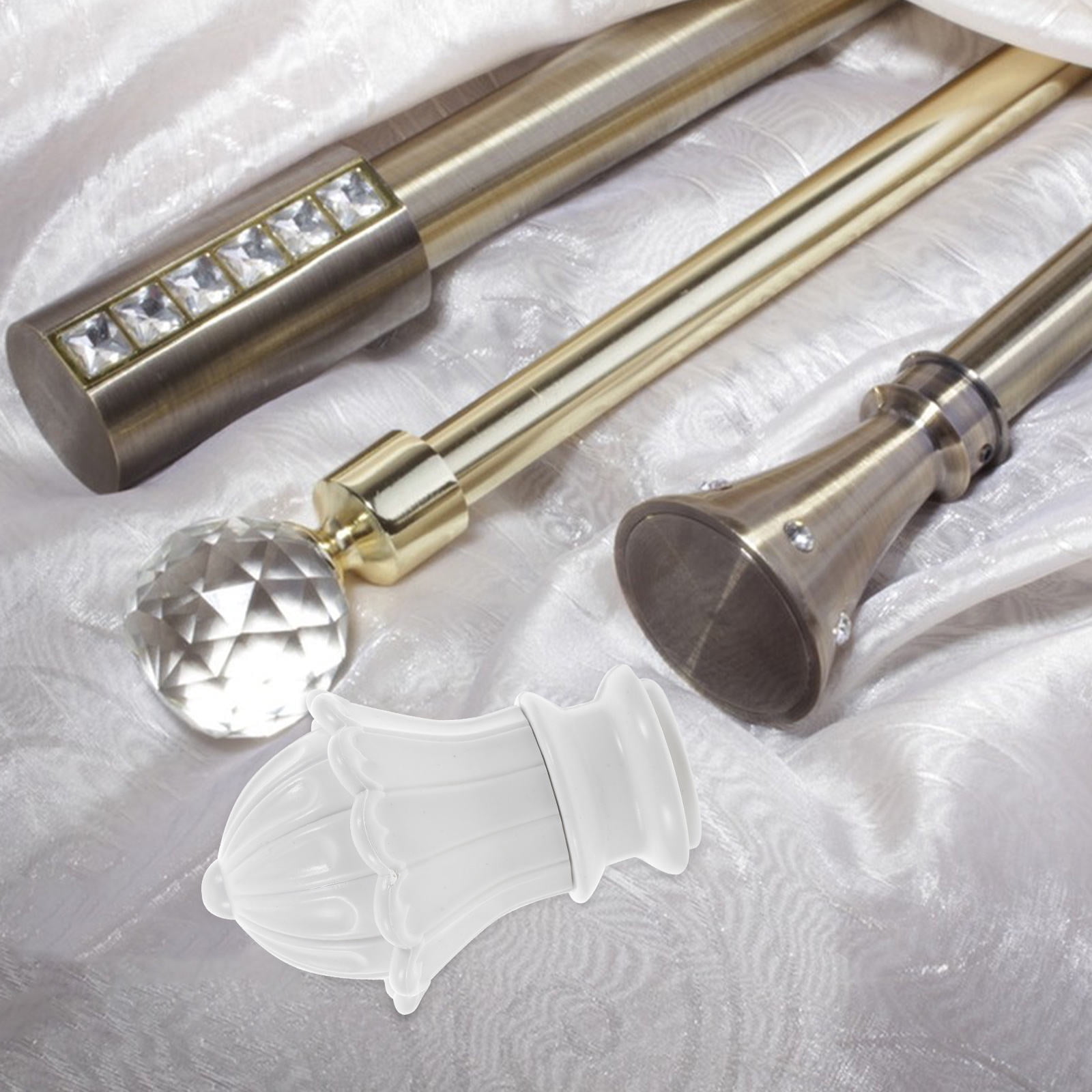 FELTECHELECTR 4pcs Tension Rod End Cap White Plastic Material for ...