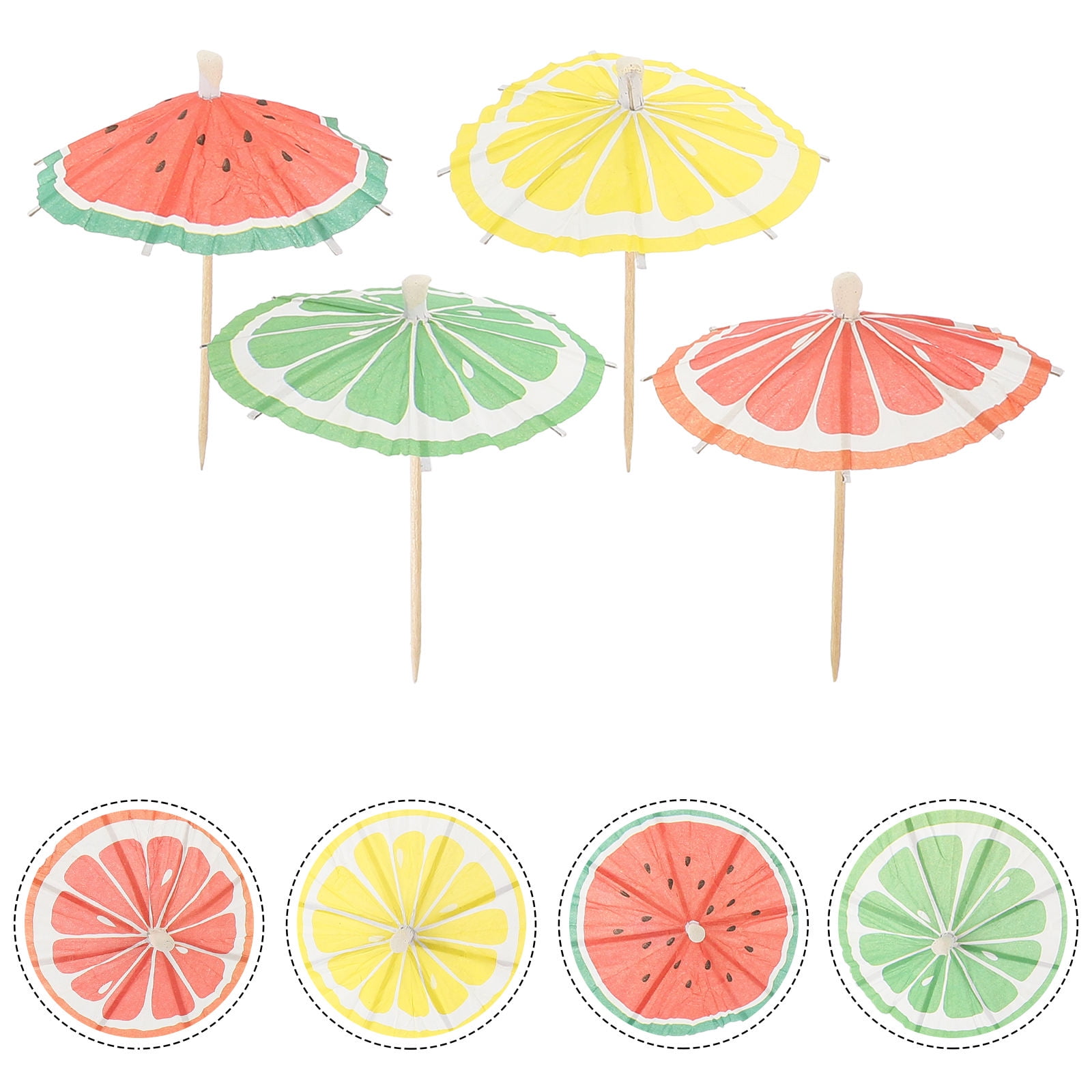 FELTECHELECTR 50 Pcs Parasol Cocktail Decorations Fruit Umbrella Sign ...