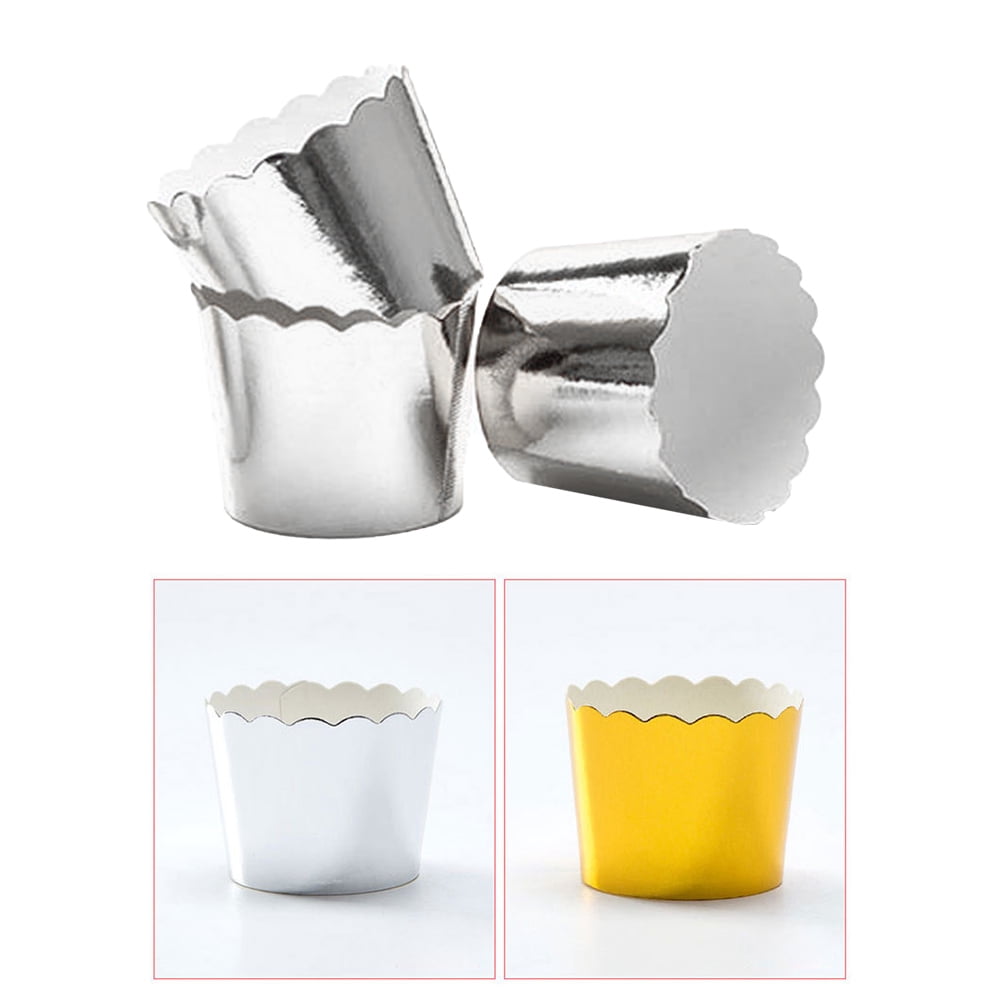 FELTECHELECTR 50 Pcs Silver Muffin Tins for Birthday - Walmart.com