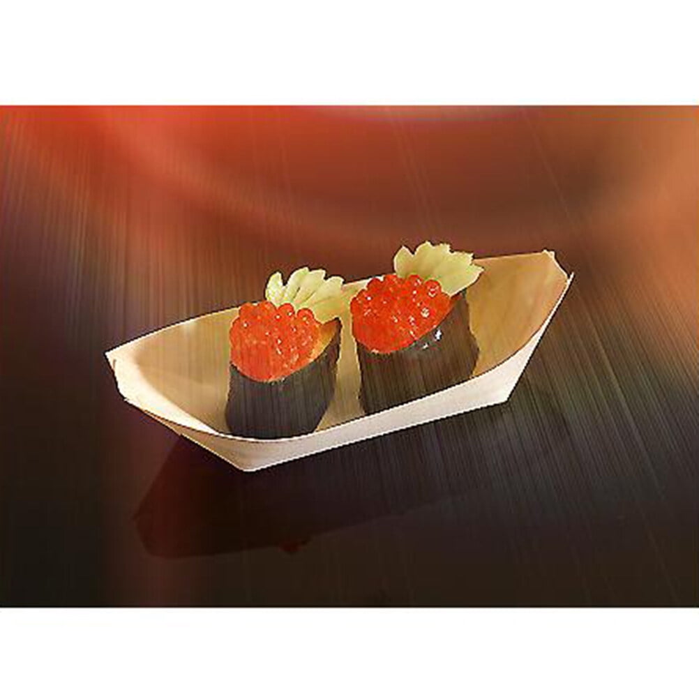 FELTECHELECTR 50Pcs Disposable Wooden Tray Natural Style Pine Wood ...