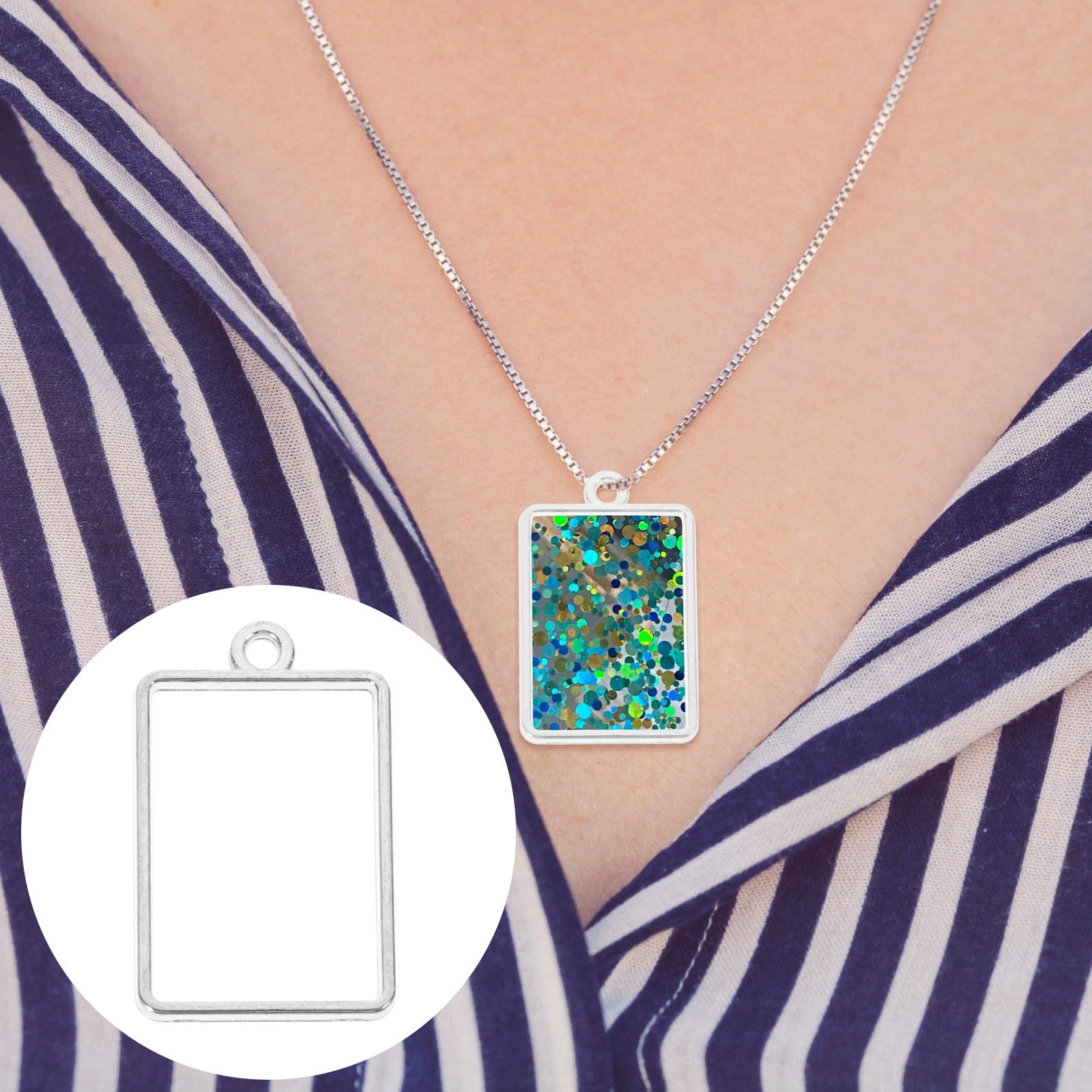 FELTECHELECTR 50Pcs Open Bezel for Resin Jewelry Bezels Silver Alloy ...