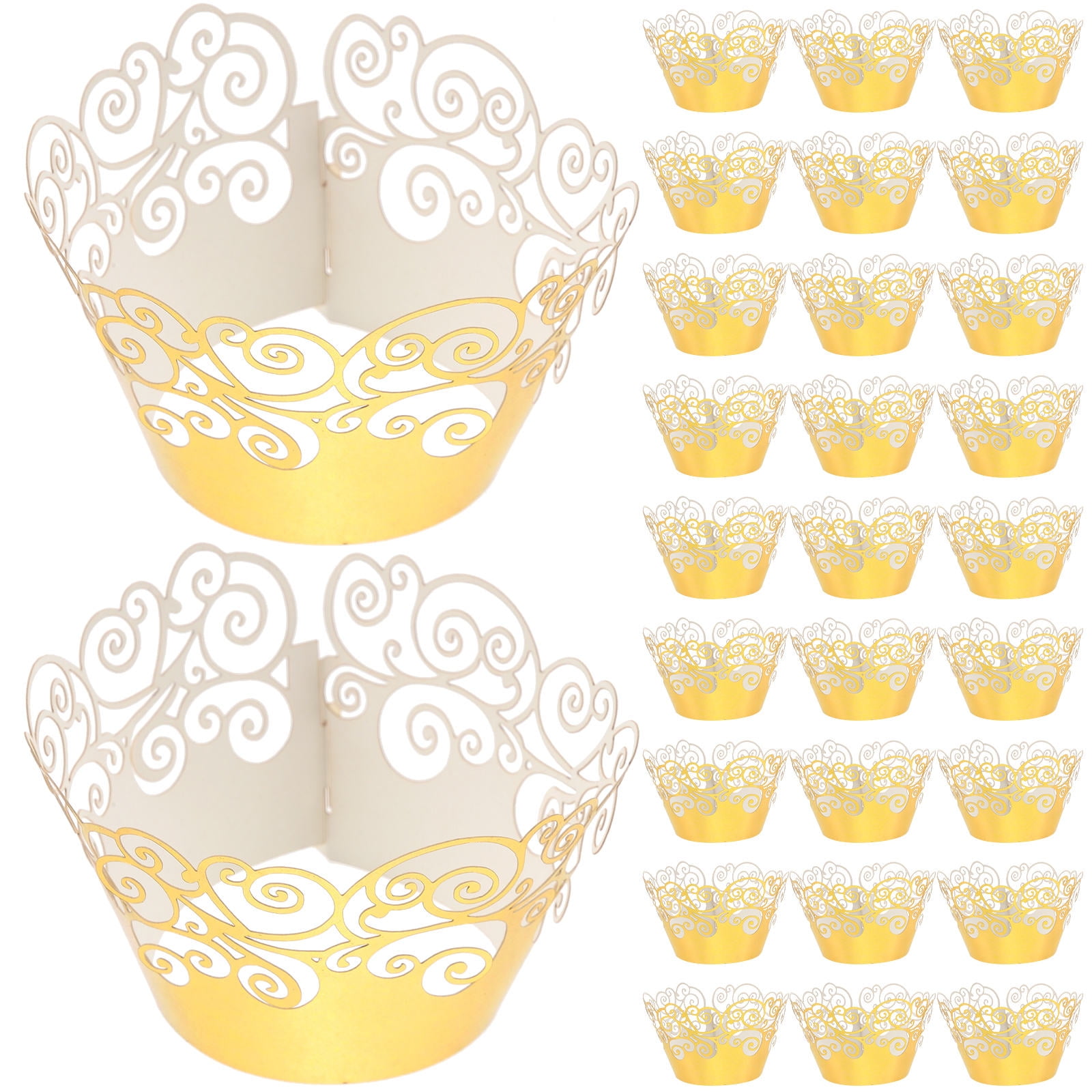 FELTECHELECTR 50Pcs Single-Use Muffin Wrappers with Lace Theme for ...