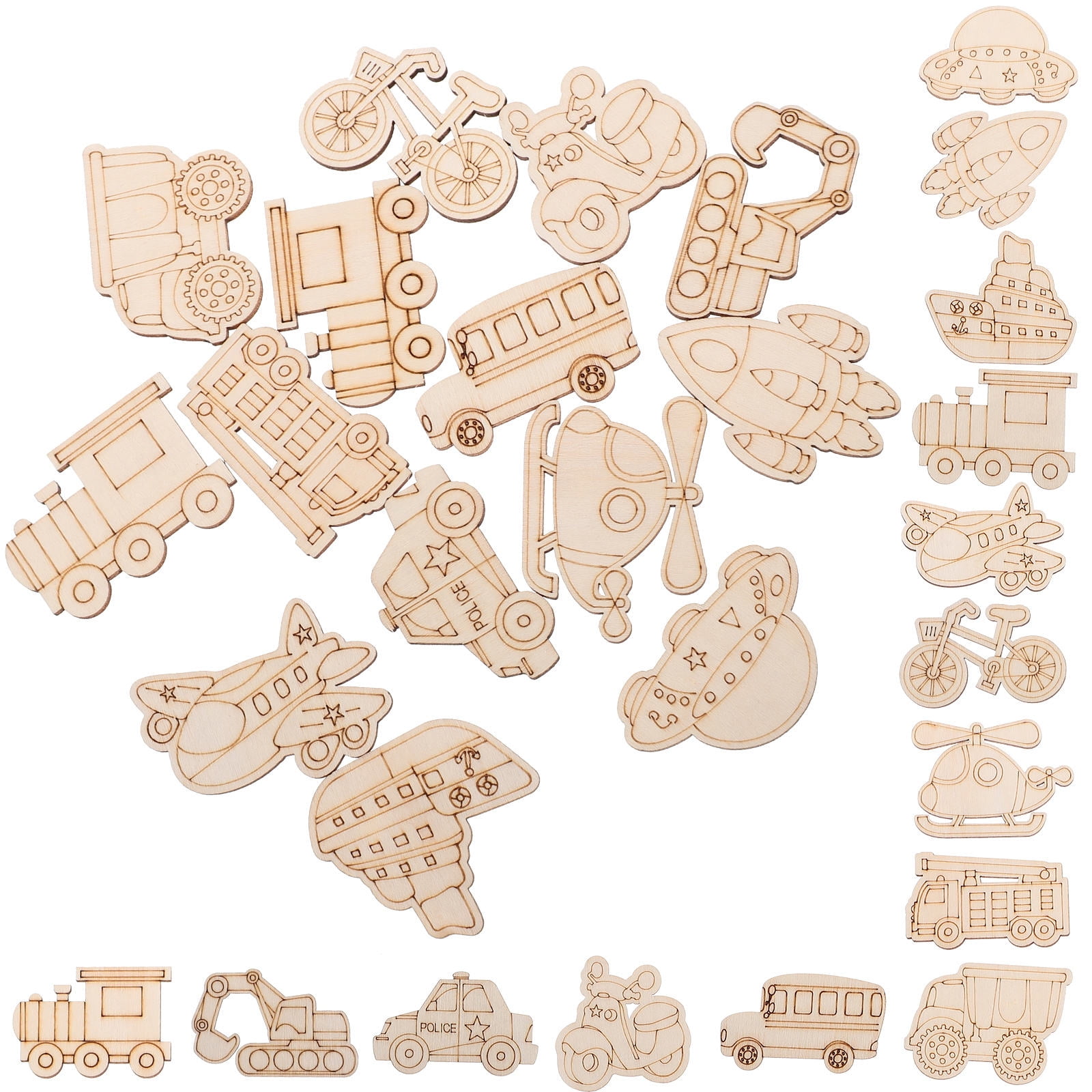 FELTECHELECTR Wooden Cutouts Mixed Style Baby Shower 50Pcs 1.97X1.38X0 ...