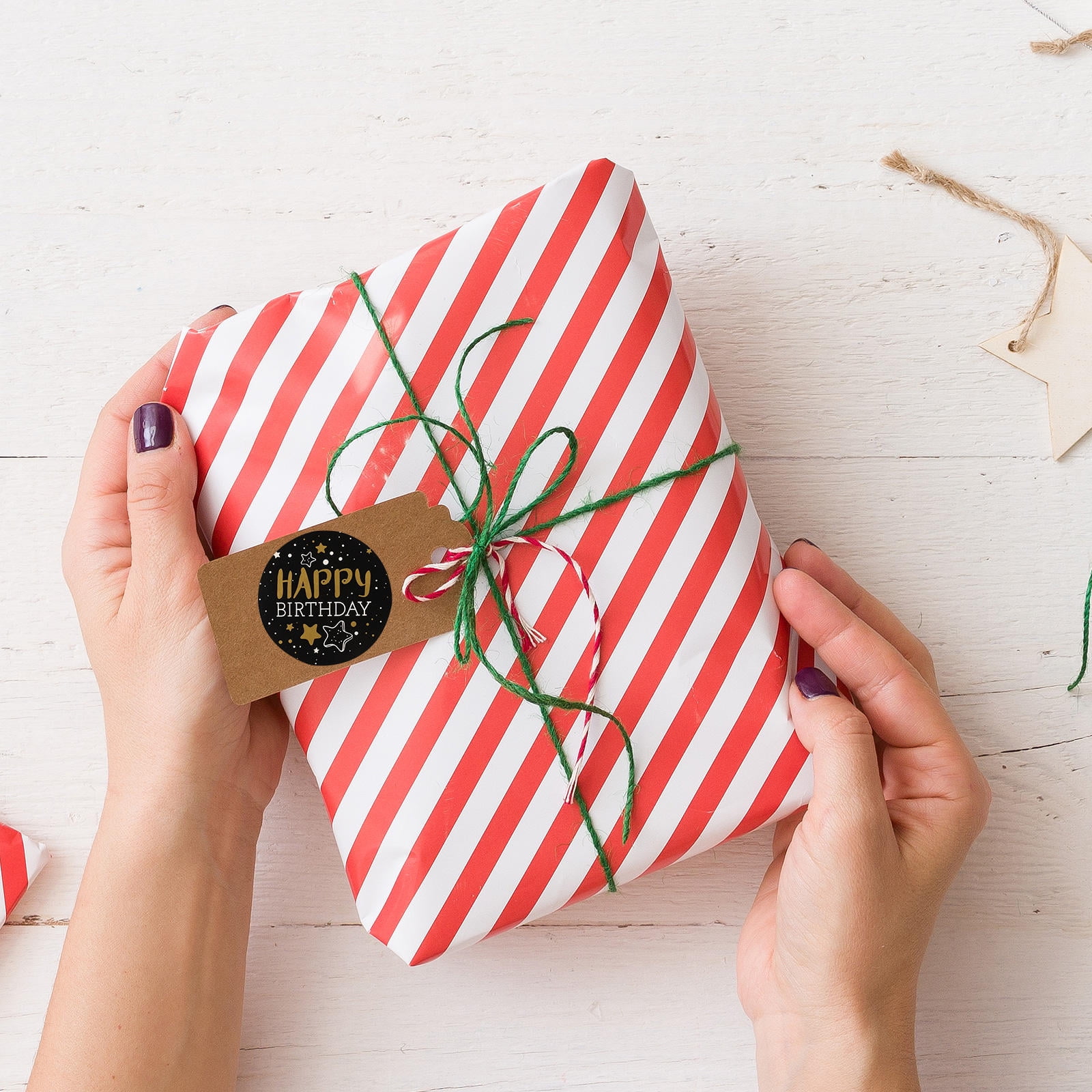 FELTECHELECTR 5Pack 10 Sheets Happy Birthday Decals Non-drying Glue Adhesive Sticker for present ...