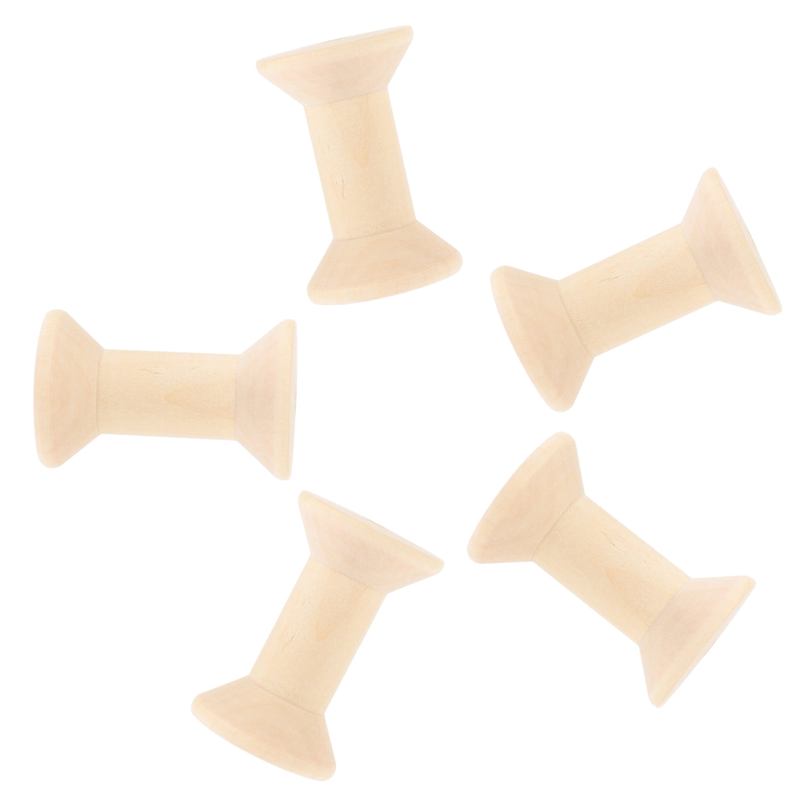 FELTECHELECTR 5Pcs Empty Bobbins Cylinder Shape Wooden Material For ...