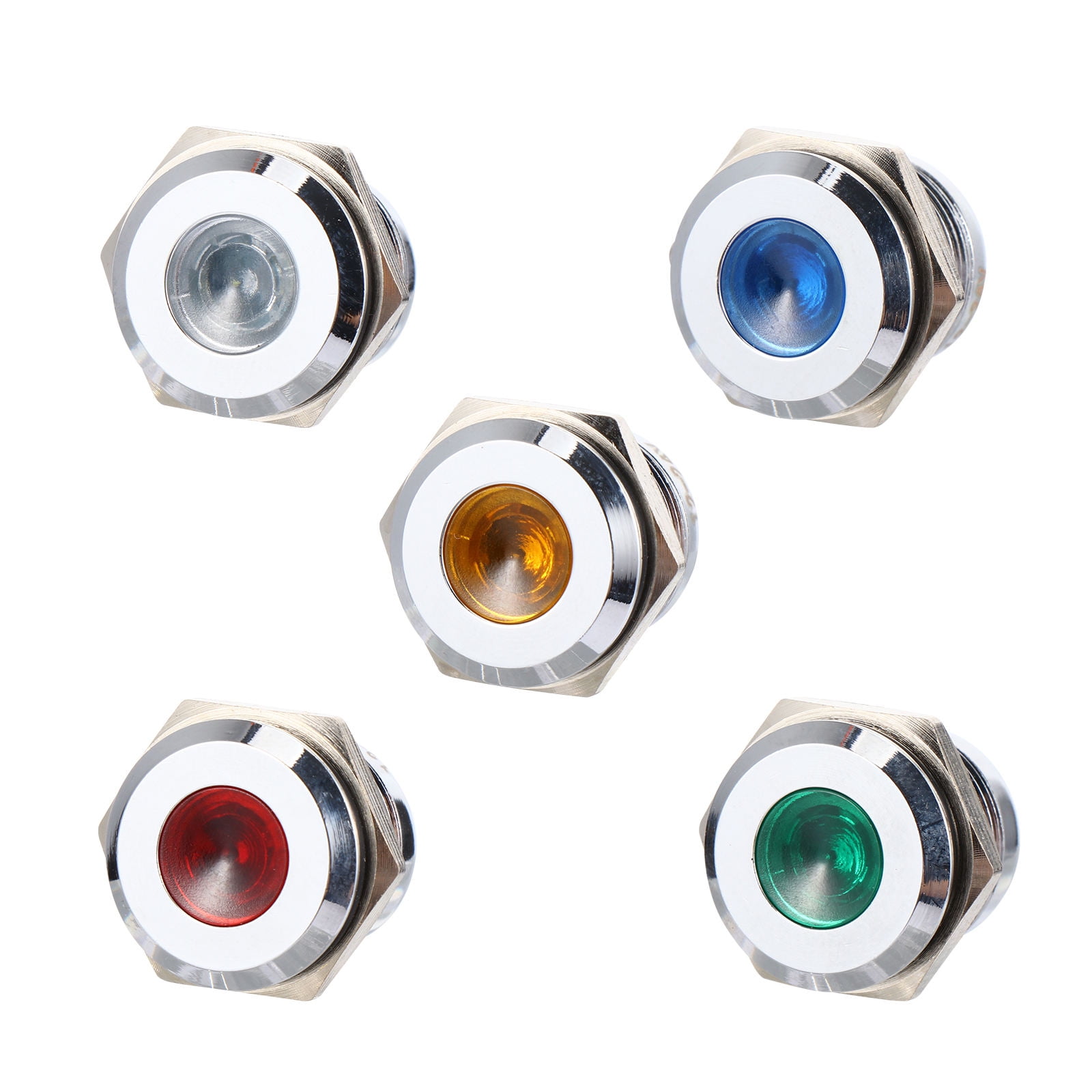 FELTECHELECTR 5Pcs Metal Round Indicator Light for Car Boat Model Cars ...