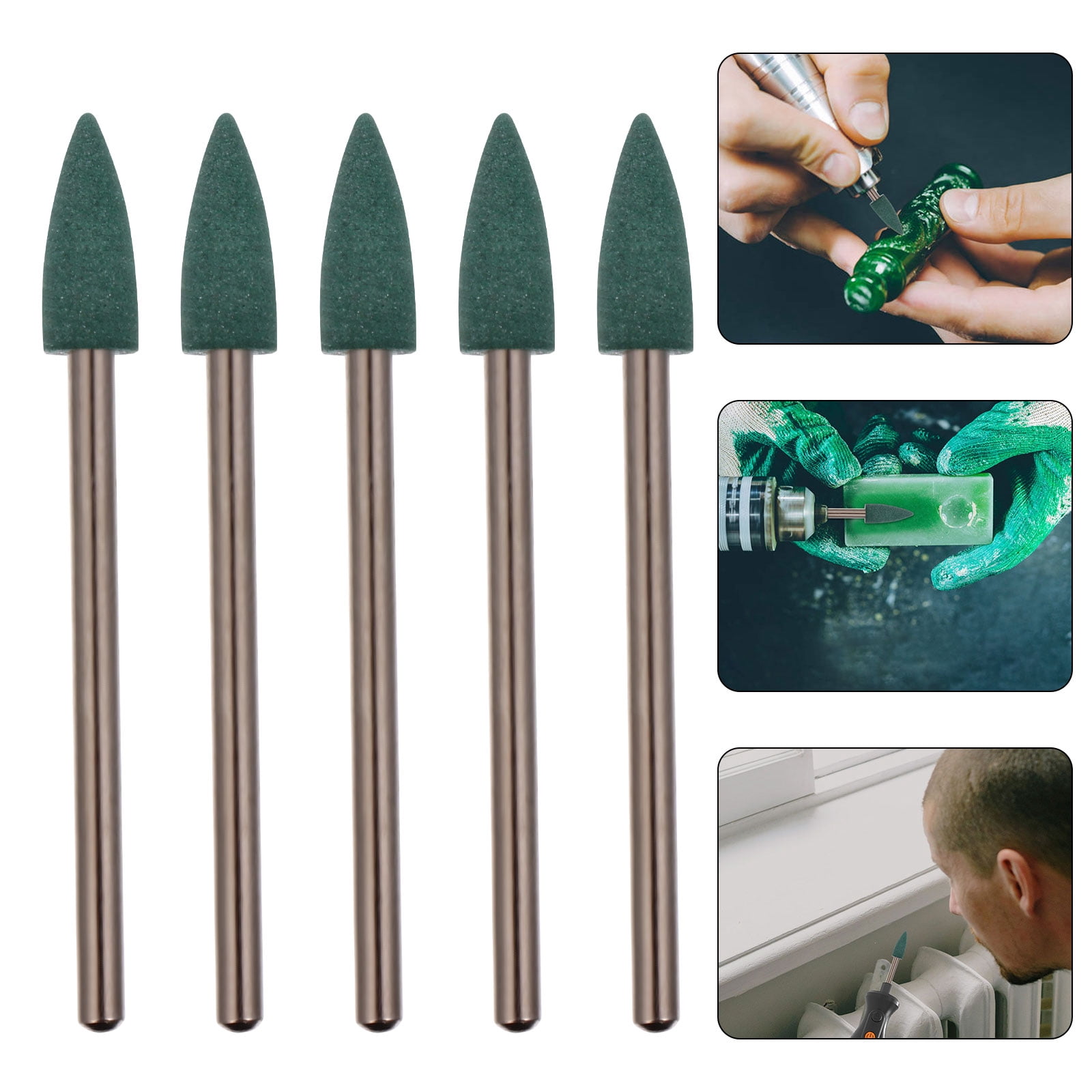 FELTECHELECTR 5pcs Green Polishing Heads With Shanks Efficient Grinding ...