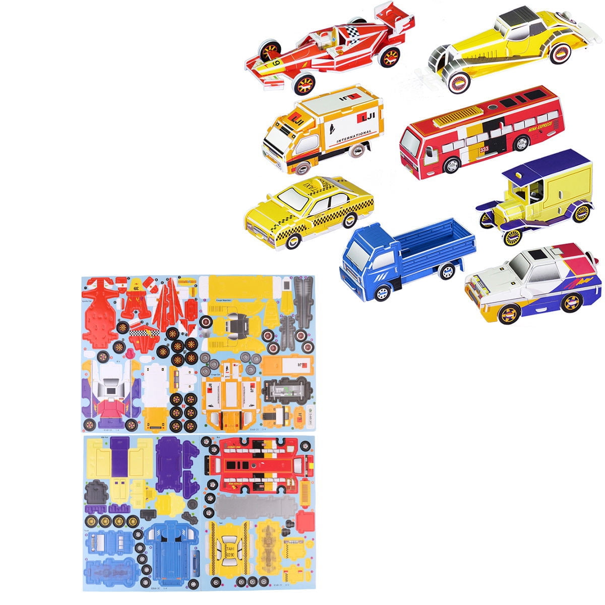 FELTECHELECTR 6Pack 3D Puzzle Toy Car Model Kits For Kids Car Shaped ...