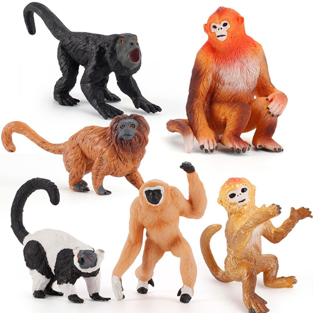 FELTECHELECTR 6Pcs Monkey Models Assorted Color PVC Educational Toys ...