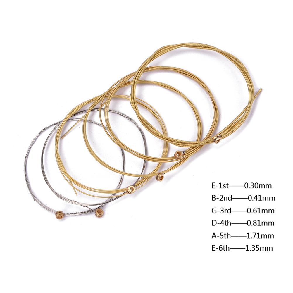 FELTECHELECTR 6Pcs Set Guitar Strings for Acoustic Folk Guitars Golden ...