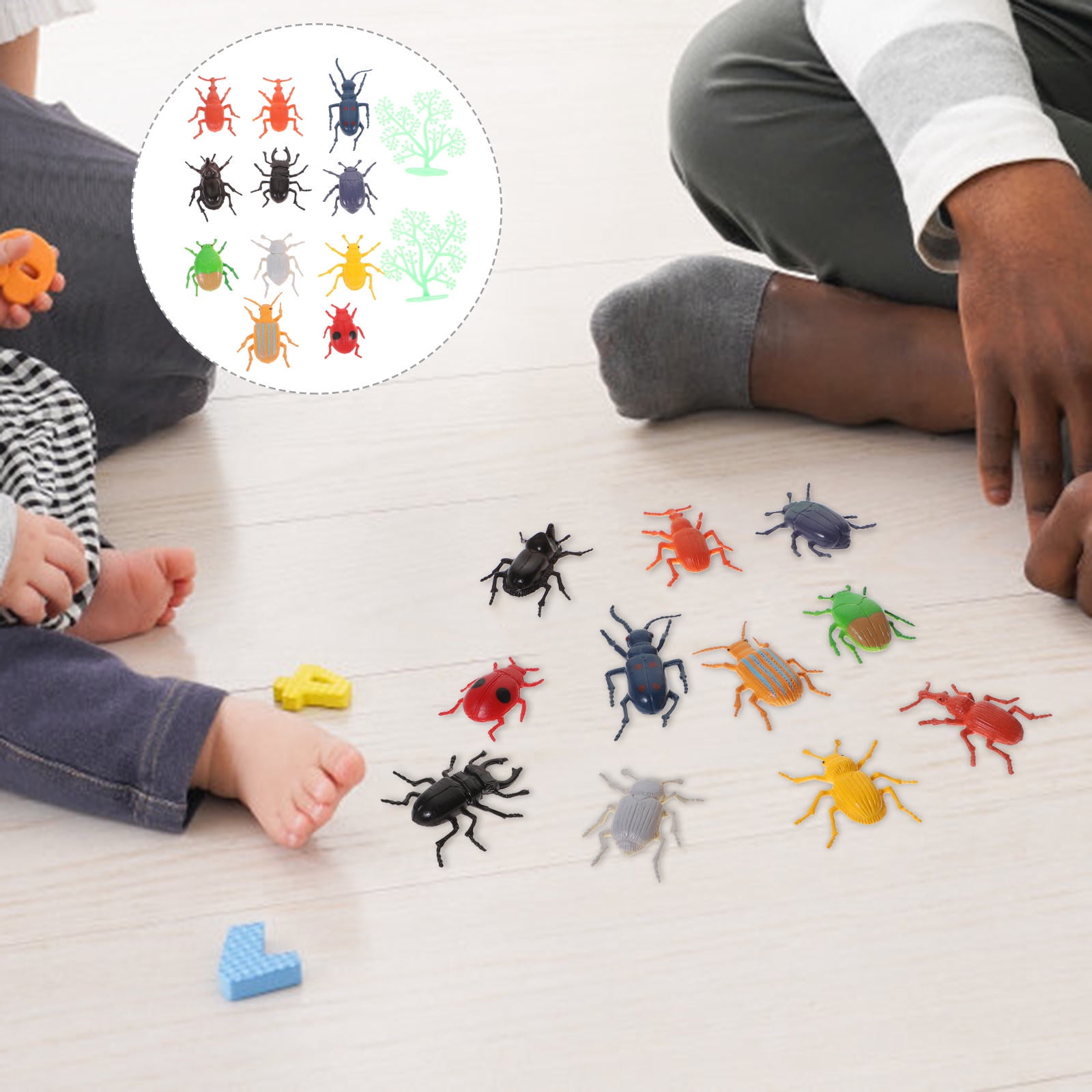 FELTECHELECTR 7X5X0.55Inch 12Pcs Set Realistic Move Beetle PVC Role ...