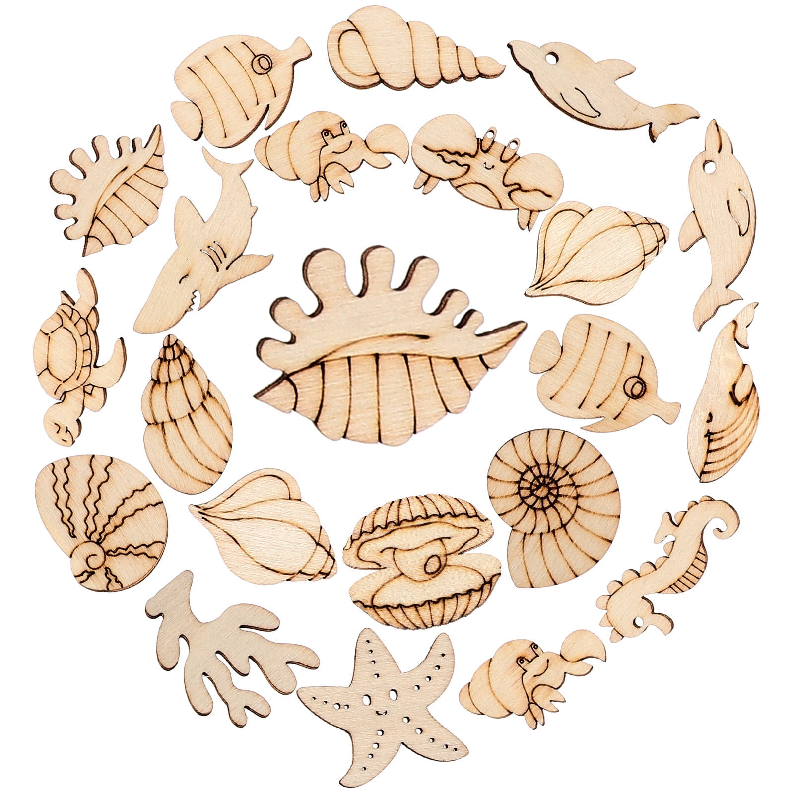 FELTECHELECTR Adorable Marine Animal Shaped Wood Cutouts for DIY ...