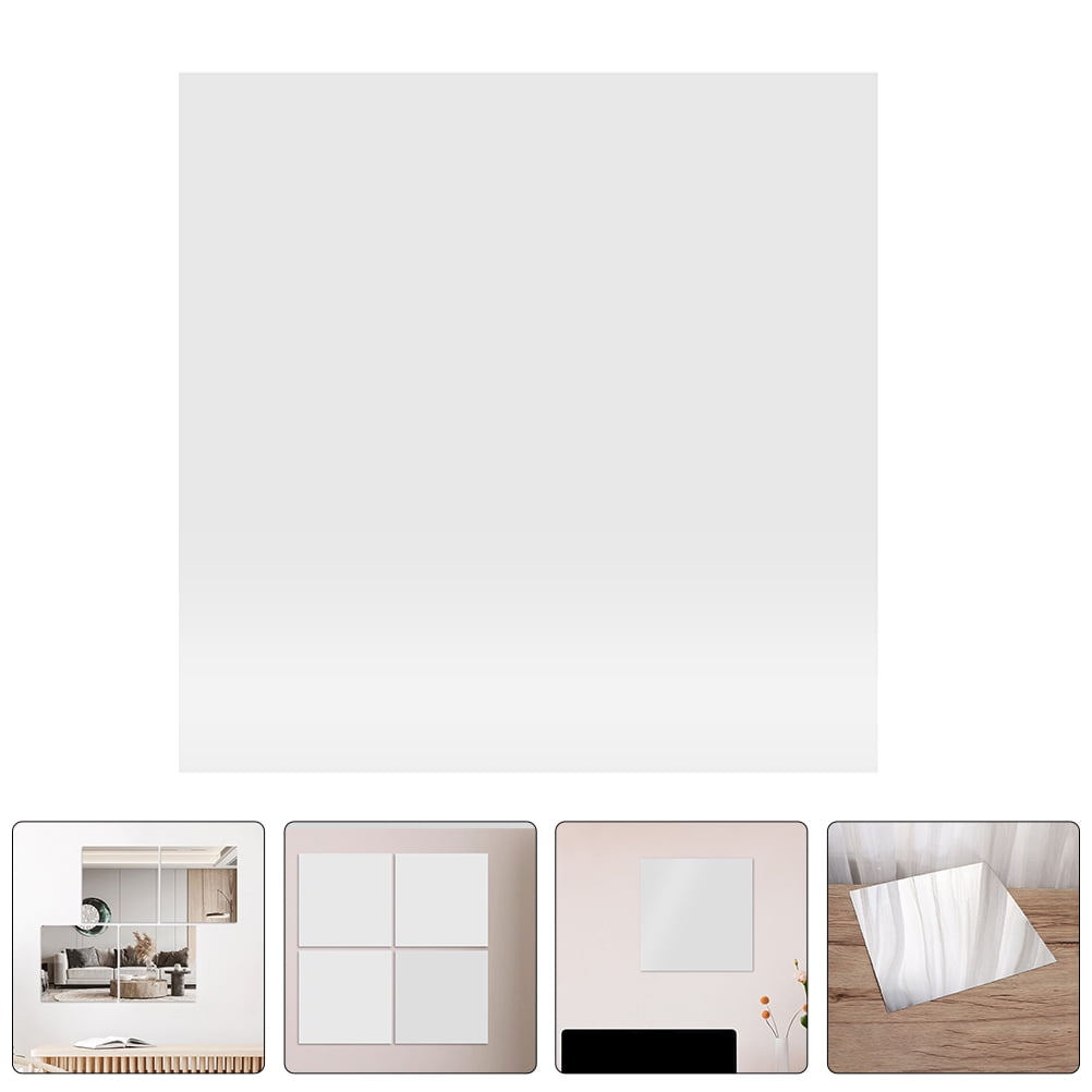 FELTECHELECTR Bathroom Mirror Decals Square Mirror Tiles Reflective ...