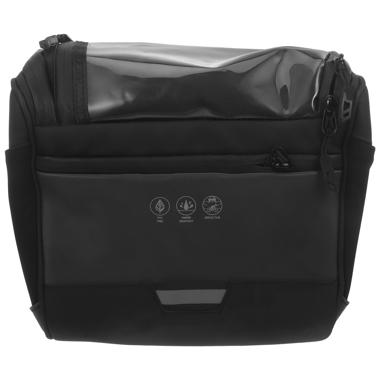 FELTECHELECTR Bike Handlebarfront Bag 1Set Black Pu Leather with Multi ...