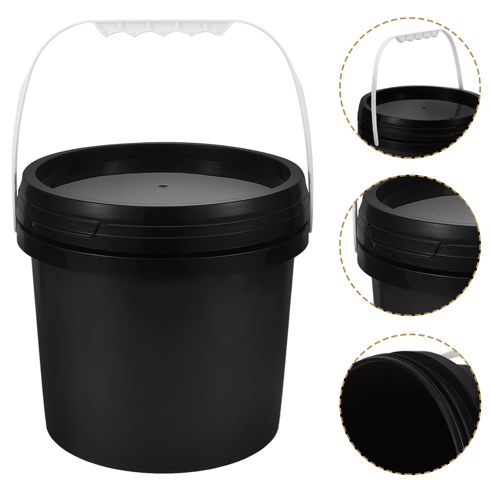 FELTECHELECTR Black Plastic Bucket with Lid for Storage Featuring ...