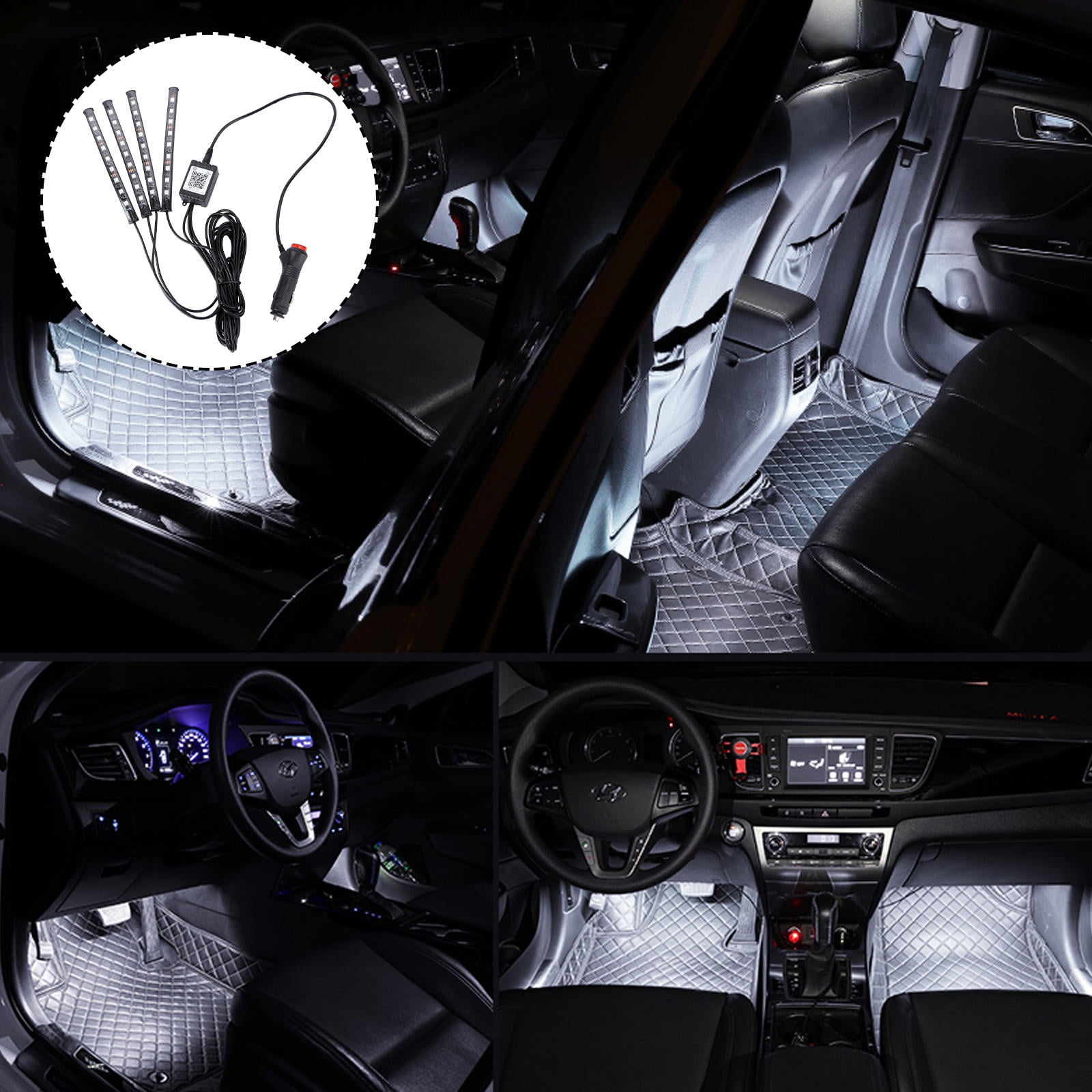 FELTECHELECTR Car Accessories Lights Car Led Strip Light Plastic 4Pcs ...