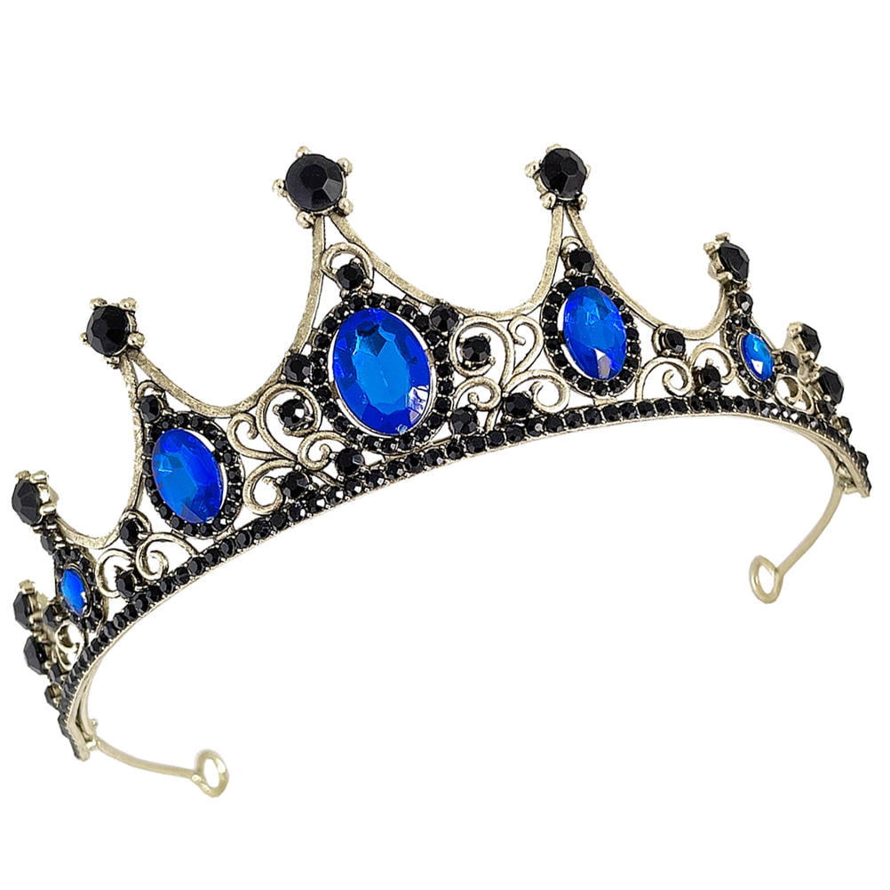 FELTECHELECTR Crown For Women 1Pcs Rhinestone Zinc Alloy Black Bridal ...