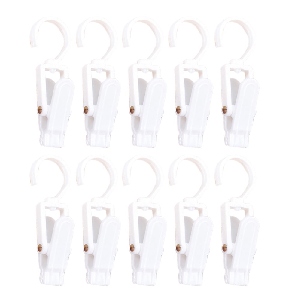 FELTECHELECTR Curtain Clips 10 Pcs White Plastic Rotatable Hooks for ...