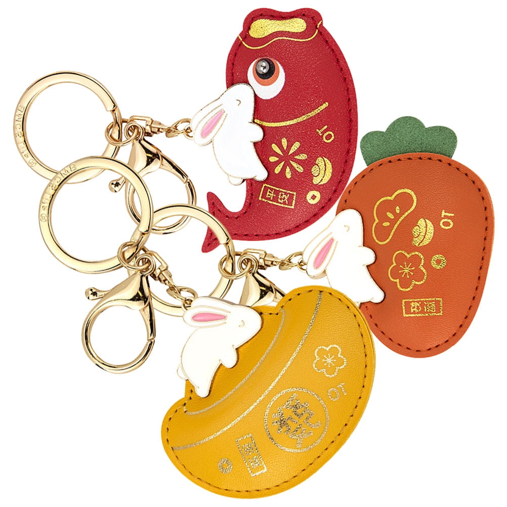 FELTECHELECTR Delicate Bunny Keychain 3Pcs Assorted Color Metal Pu ...