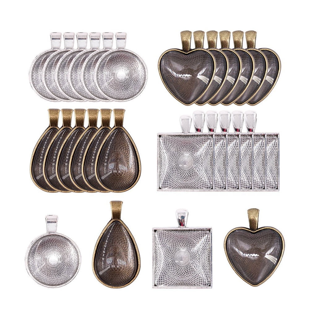 FELTECHELECTR Diy Pendant Drop Shaped Blank Tray Metal Alloy Charms For ...