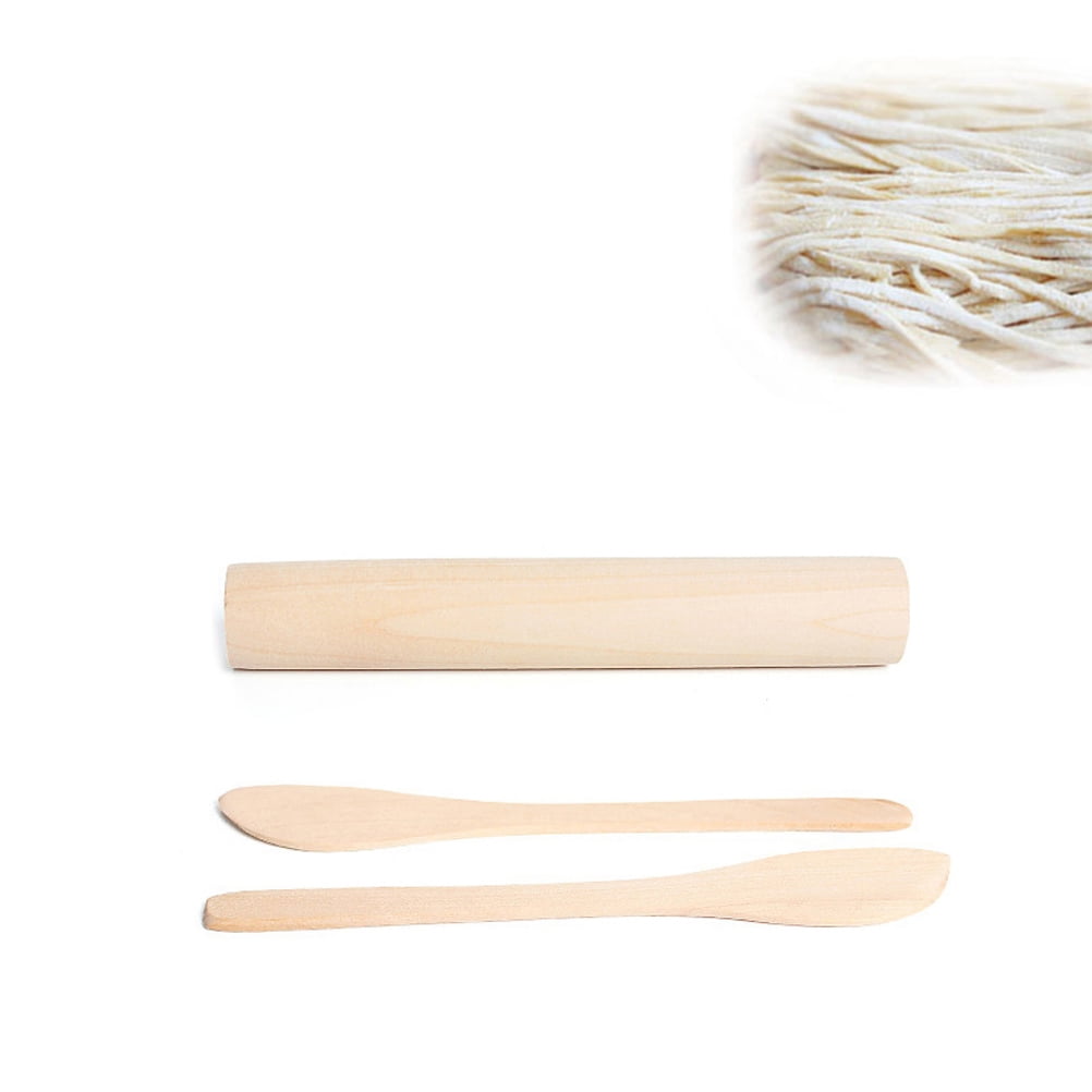 FELTECHELECTR Dumpling Making 3Pcs Round Edges Rolling Pin Lotus Wood ...
