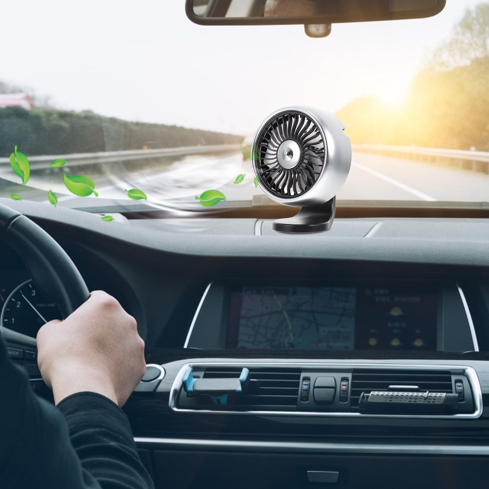 FELTECHELECTR Fan With Light Car Air Conditioner Cooling Fan For ...