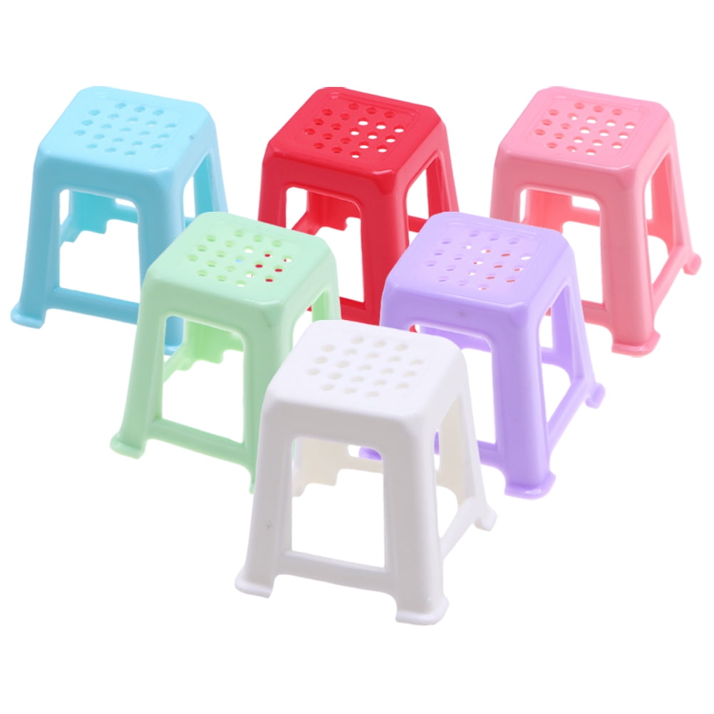 FELTECHELECTR Miniature Stool 6Pcs Tiny Furniture Square Shape for DIY ...