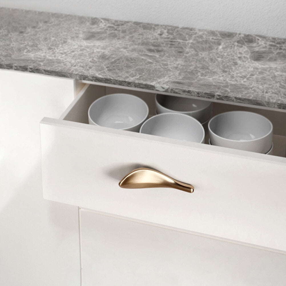 FELTECHELECTR Modern Golden Leaf Shaped Cabinet Hardware 2Pack for DIY ...
