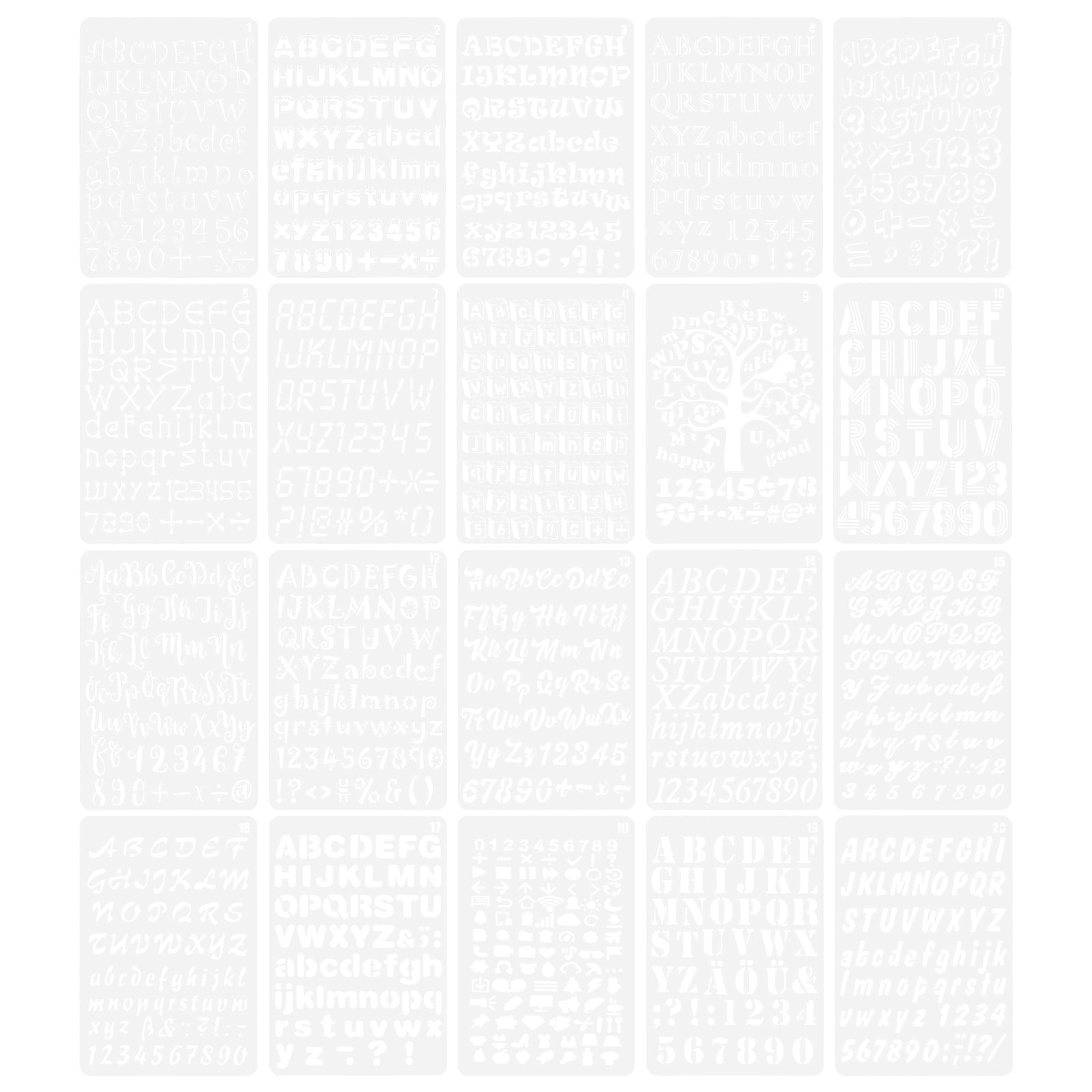 FELTECHELECTR Numbers Stencil 20Pcs Alphabet Drawing Stencils for ...