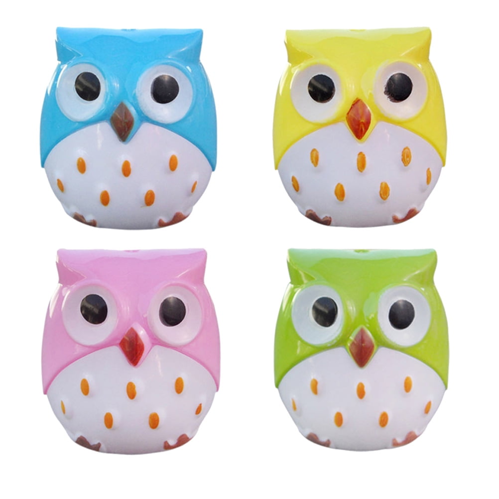 FELTECHELECTR Owl Pencil Sharpener Assorted Color Dual Hole Sharpeners ...
