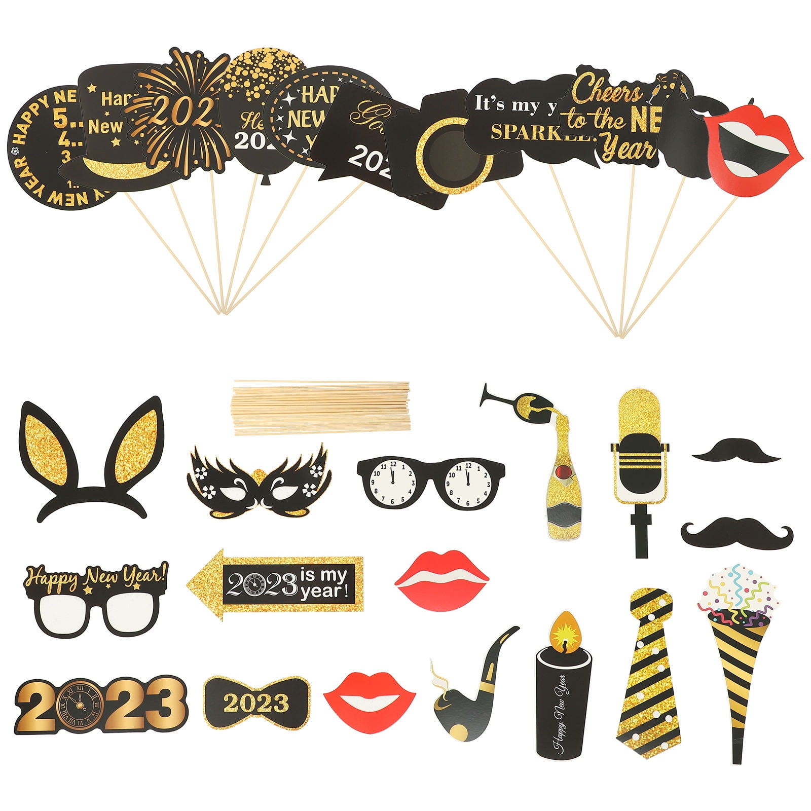 FELTECHELECTR Photo Booth Prop 28Pcs Handheld Photo Frame Props ...