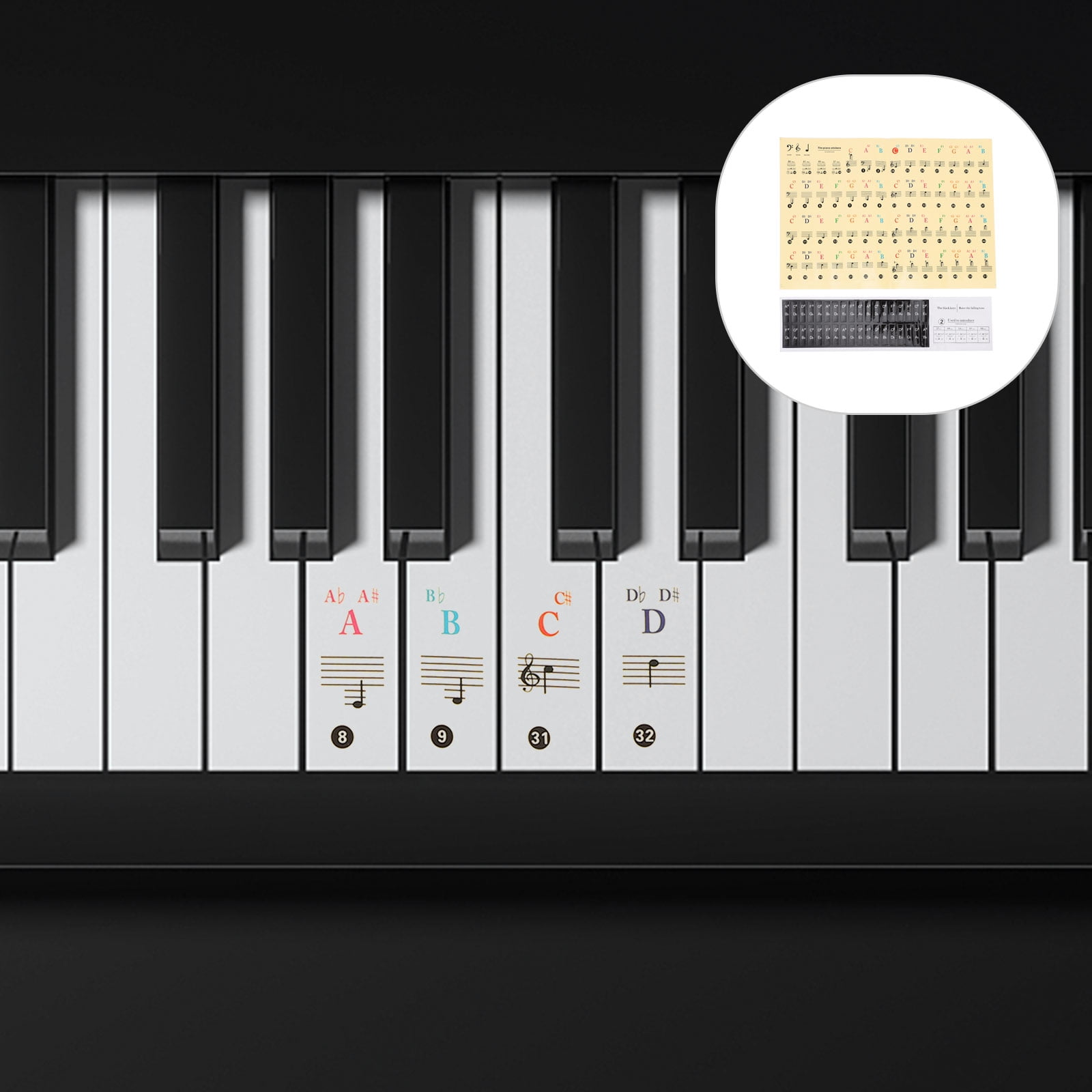 FELTECHELECTR Piano Scale Stickers 1Pack for Beginners Creative ...