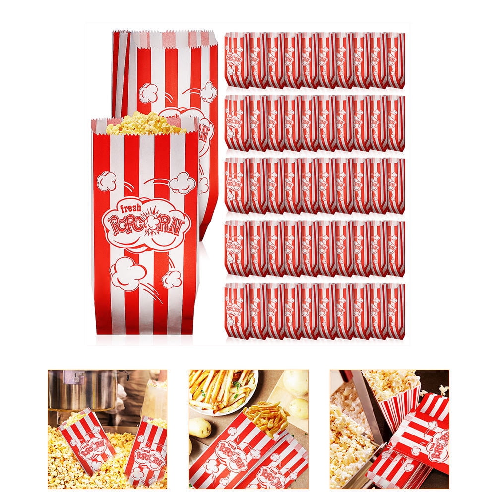 FELTECHELECTR Popcorn Bags Stripes 100Pcs 8.25X3.54X0.04In - Walmart.com