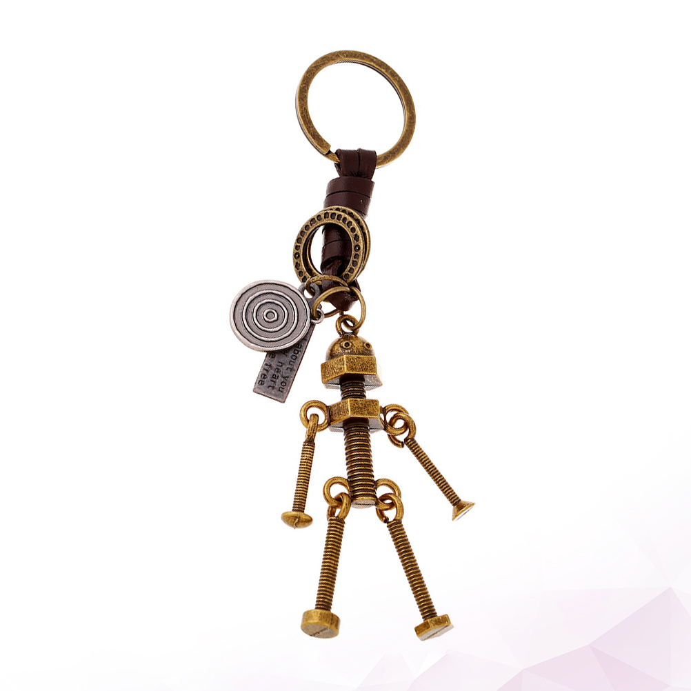 FELTECHELECTR Retro Design Robot Shape Keyring Metal Travel Office 15*0 ...