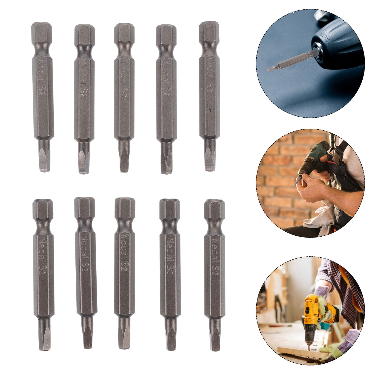 FELTECHELECTR Screw Bit Kit 10Pack Grey Square Head for Electric Drills ...