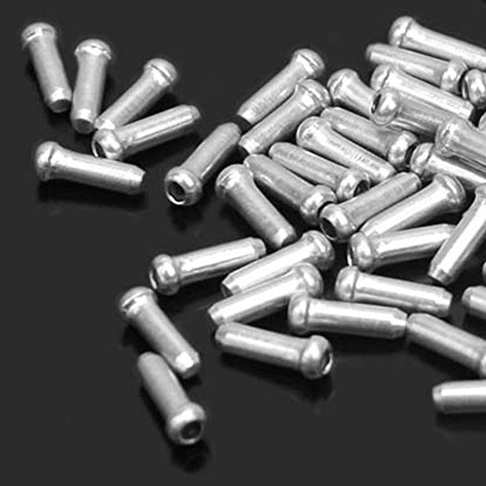 FELTECHELECTR Silver Bike Cable End Crimps 100Pcs for Professional ...