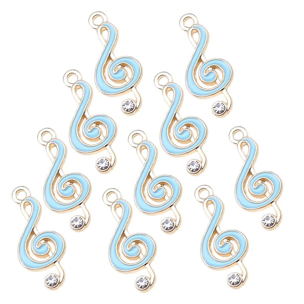 FELTECHELECTR Skyblue Alloy Music Notes Charms for Jewelry Making ...