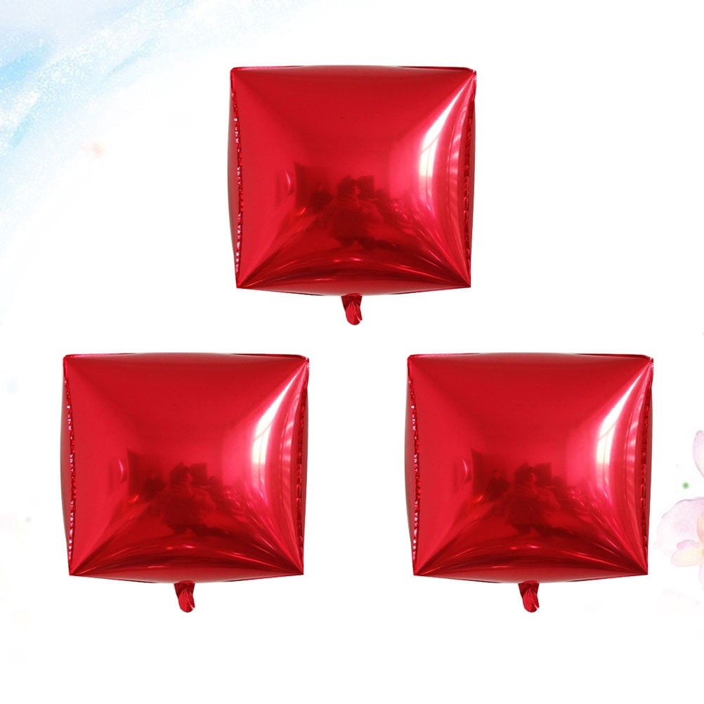 FELTECHELECTR Square Red Balloon 3Pack Aluminum Foil Table Decor Photo ...