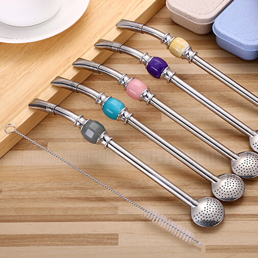 FELTECHELECTR Stainless Steel Bombilla Straw Rounded Spoon Shape with ...