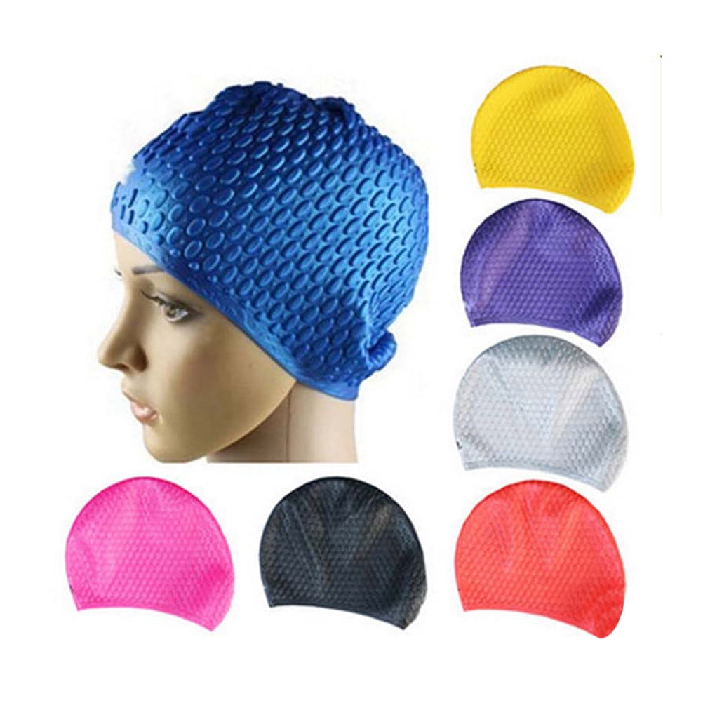 FELTECHELECTR Swim Caps Women 1Pack Elastic Design Yellow Silicone Cap ...