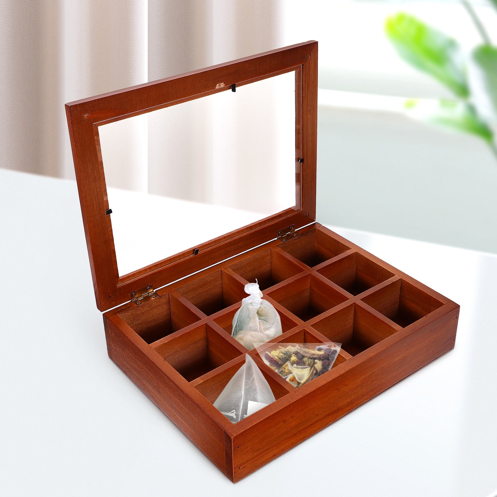 FELTECHELECTR Tea Bag Holder Organizer with Lid Loose Leaf Storage ...