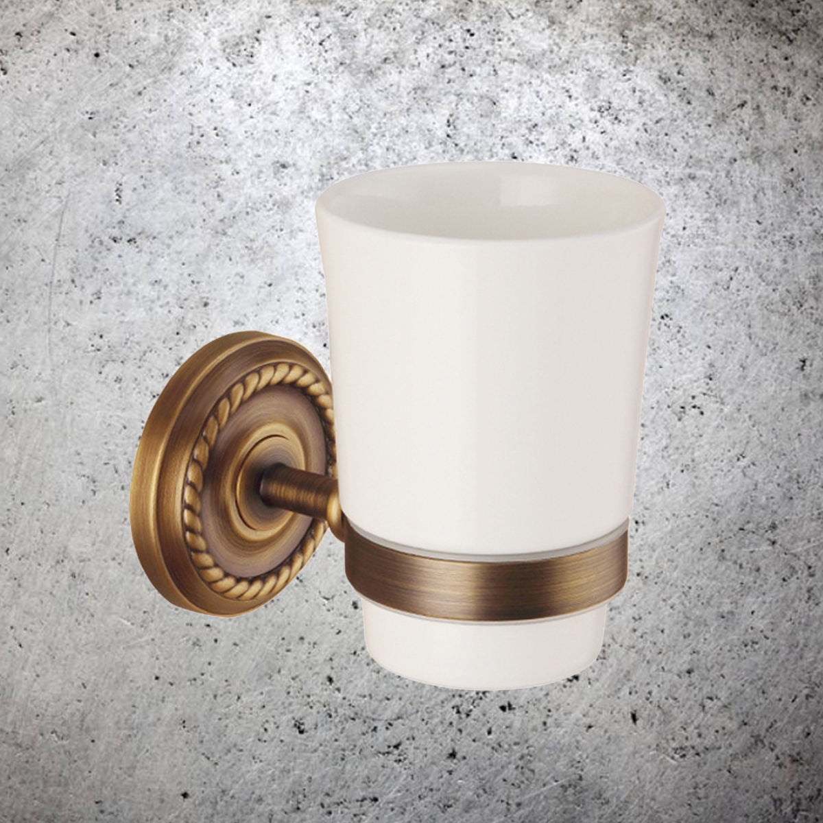 FELTECHELECTR Vintage Copper Toothbrush Mounted Holder With Ceramic ...