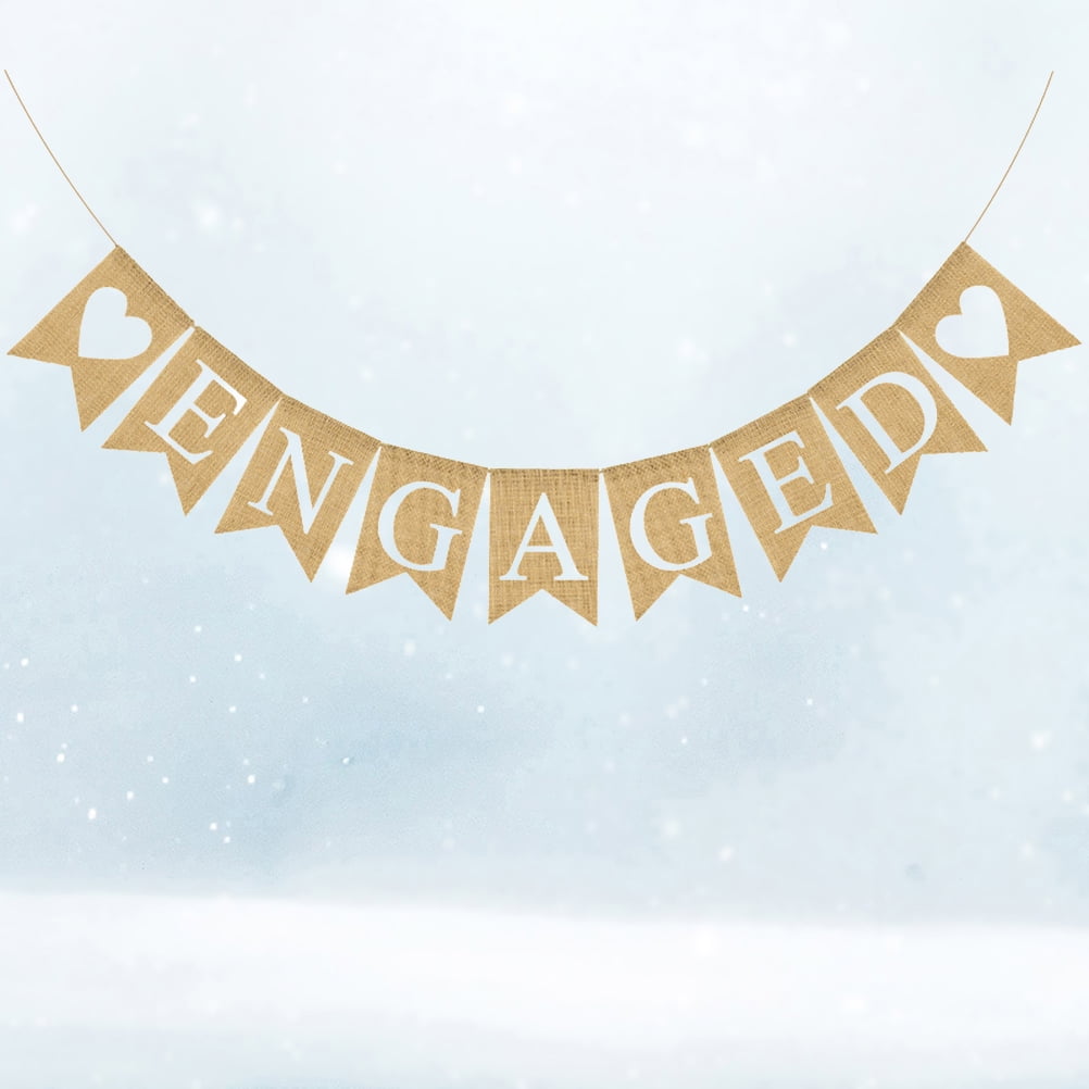 FELTECHELECTR Wedding Decoration Linen Banner 1Pack 11.8*5.1in Khaki ...